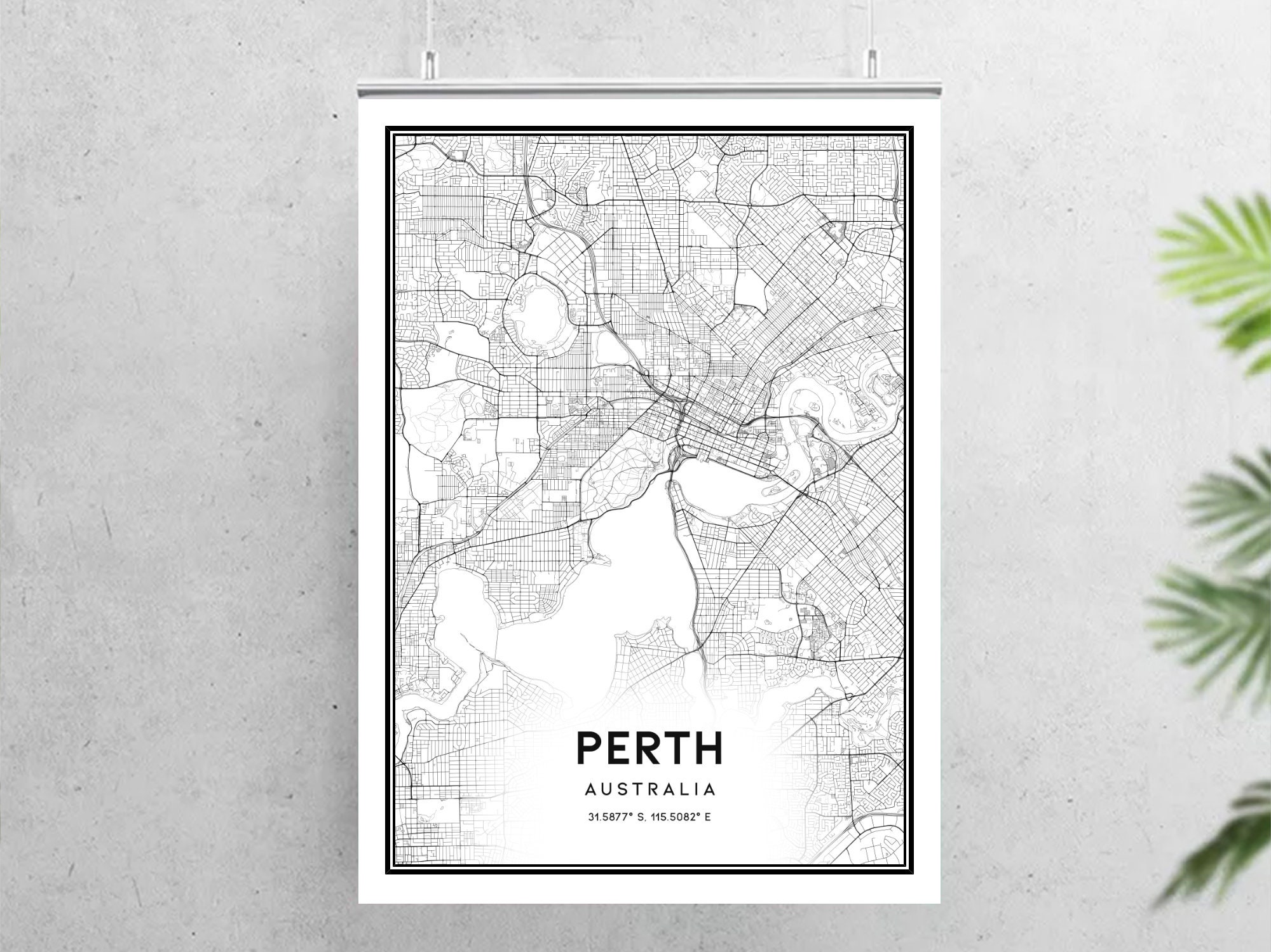 Perth Map Print Perth Map Poster Wall Art Perth City Map | Etsy