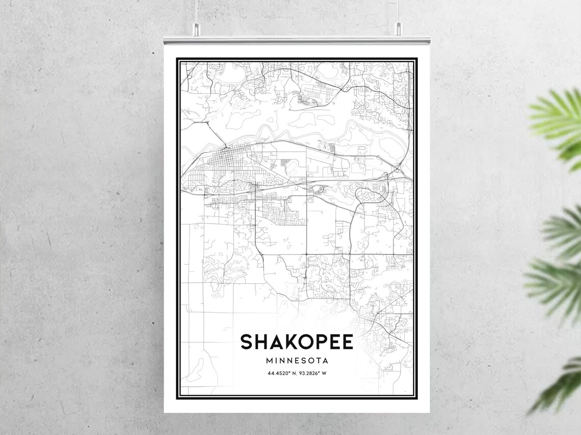 Shakopee Map Print, Shakopee Map Poster Wall Art, Mn City Map ...