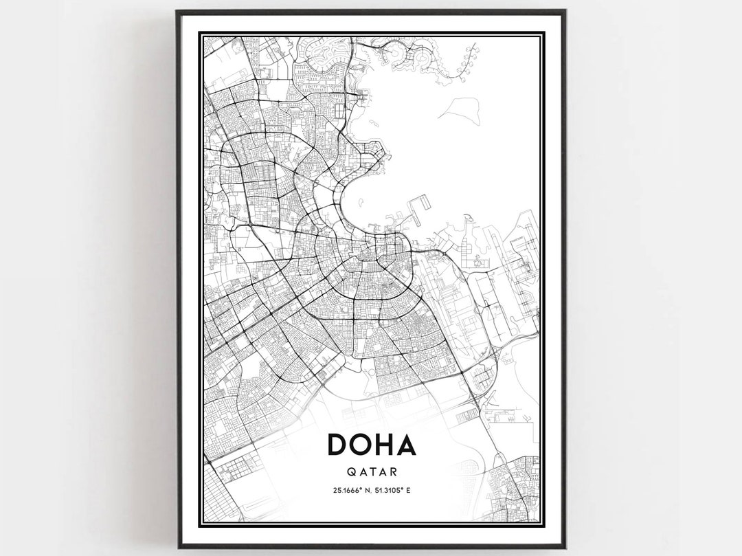 Doha Map Print, Doha Map Poster Wall Art, Doha City Map, Doha Print ...