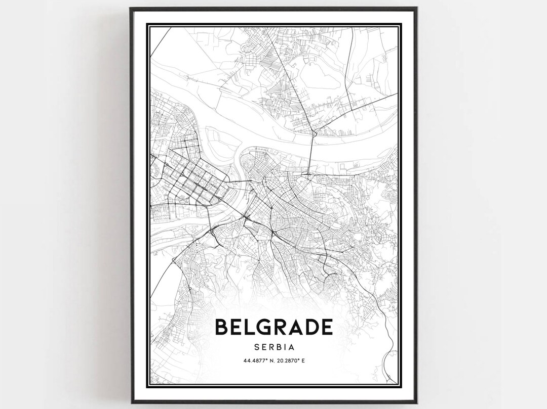 Belgrade Map Print, Belgrade Map Poster Wall Art, Belgrade City Map ...