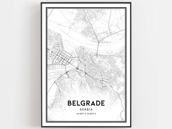 Belgrade Map Print Belgrade Map Poster Wall Art Belgrade | Etsy