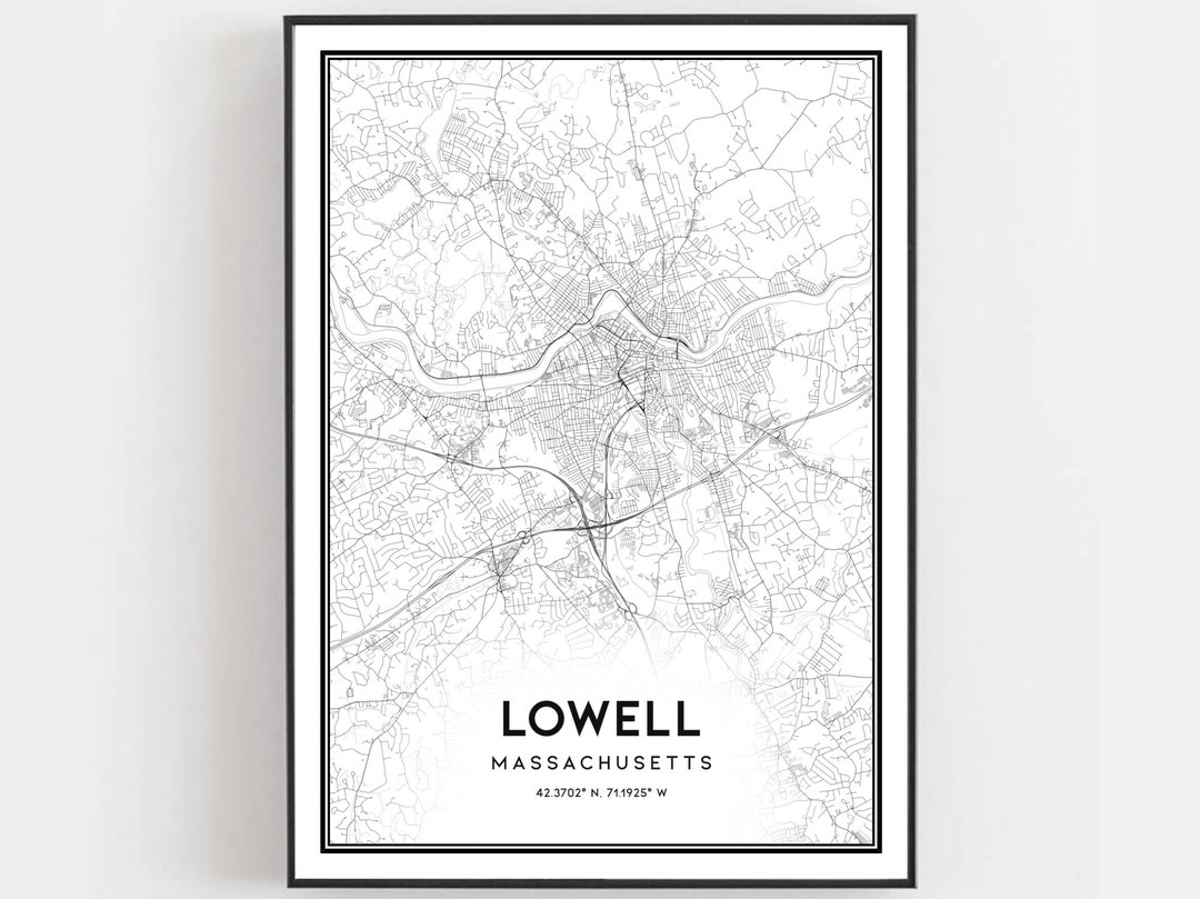 Lowell Map Print, Lowell Map Poster Wall Art, Ma City Map ...