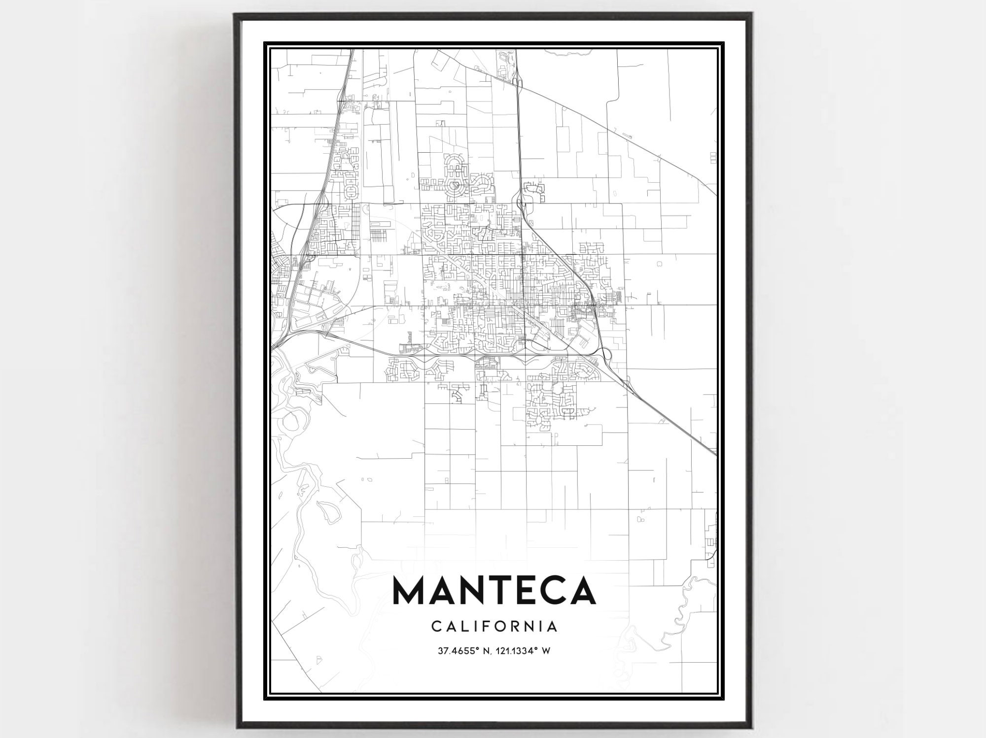 Manteca Map Print Manteca Map Poster Wall Art Ca City Map | Etsy