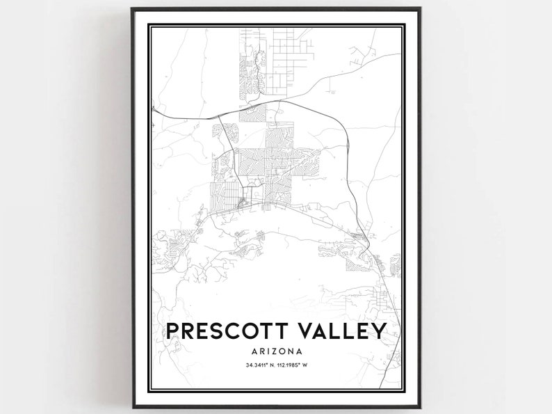 Prescott Valley Map Print Prescott Valley Map Poster Wall | Etsy