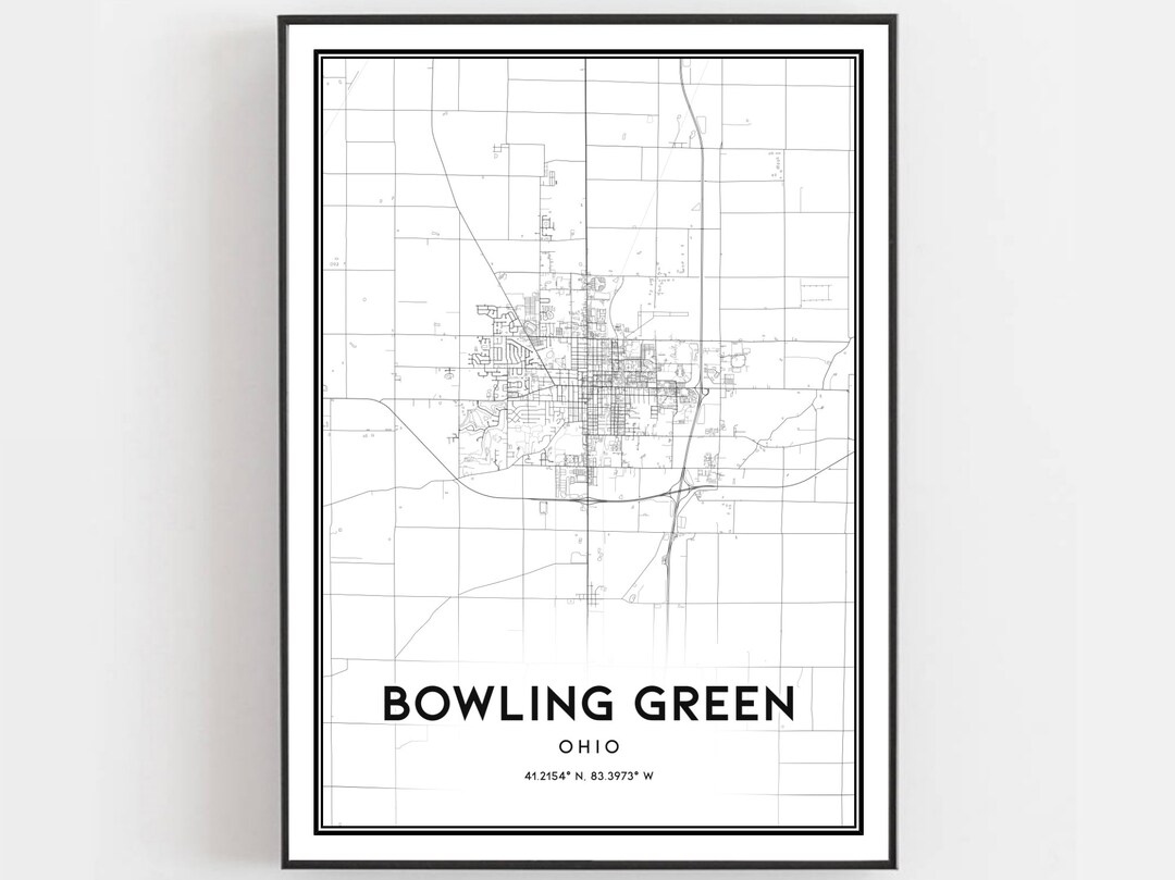 Bowling Green Map Print, Bowling Green Map Poster Wall Art, Oh City Map ...