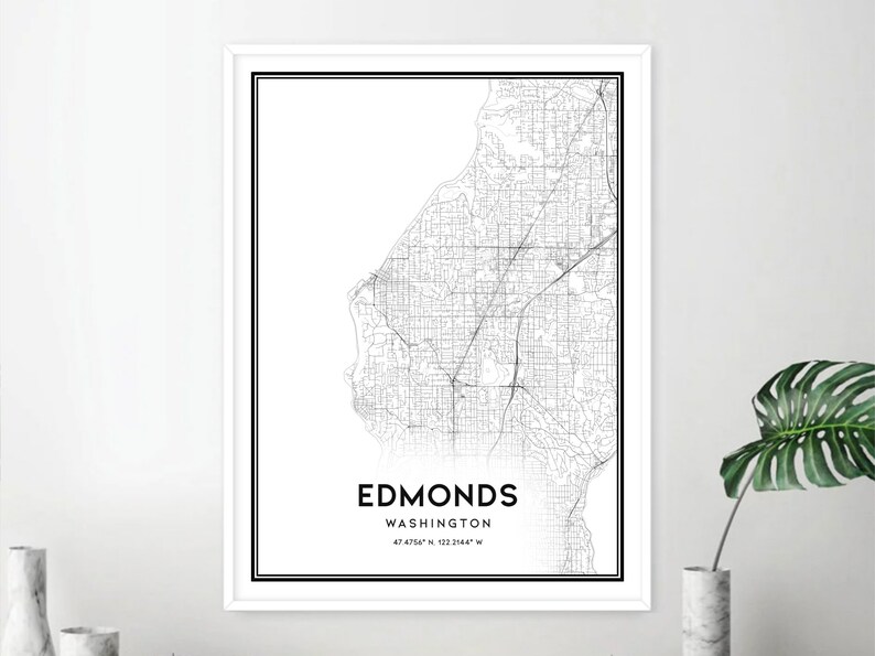 Edmonds Map Print Edmonds Map Poster Wall Art Wa City Map - Etsy