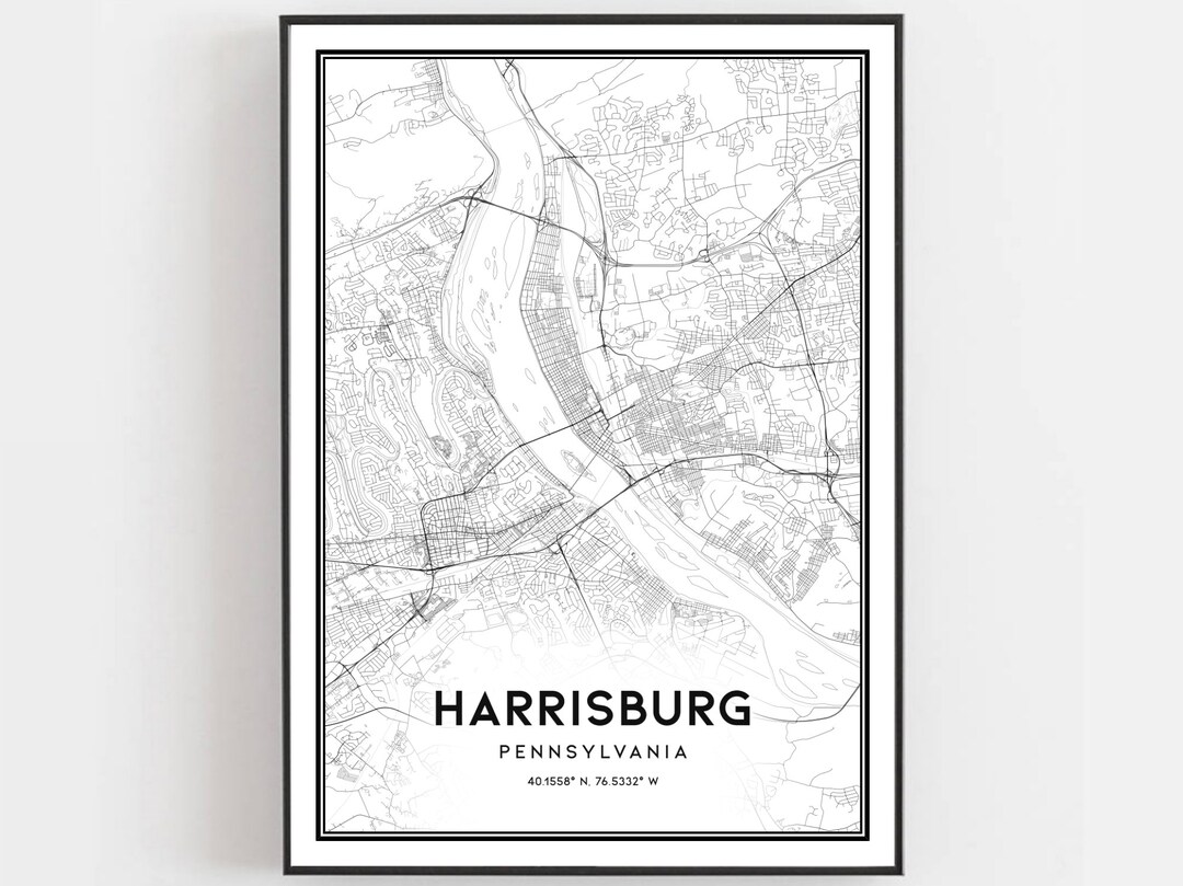 Harrisburg Map Print, Harrisburg Map Poster Wall Art, Pa City Map ...