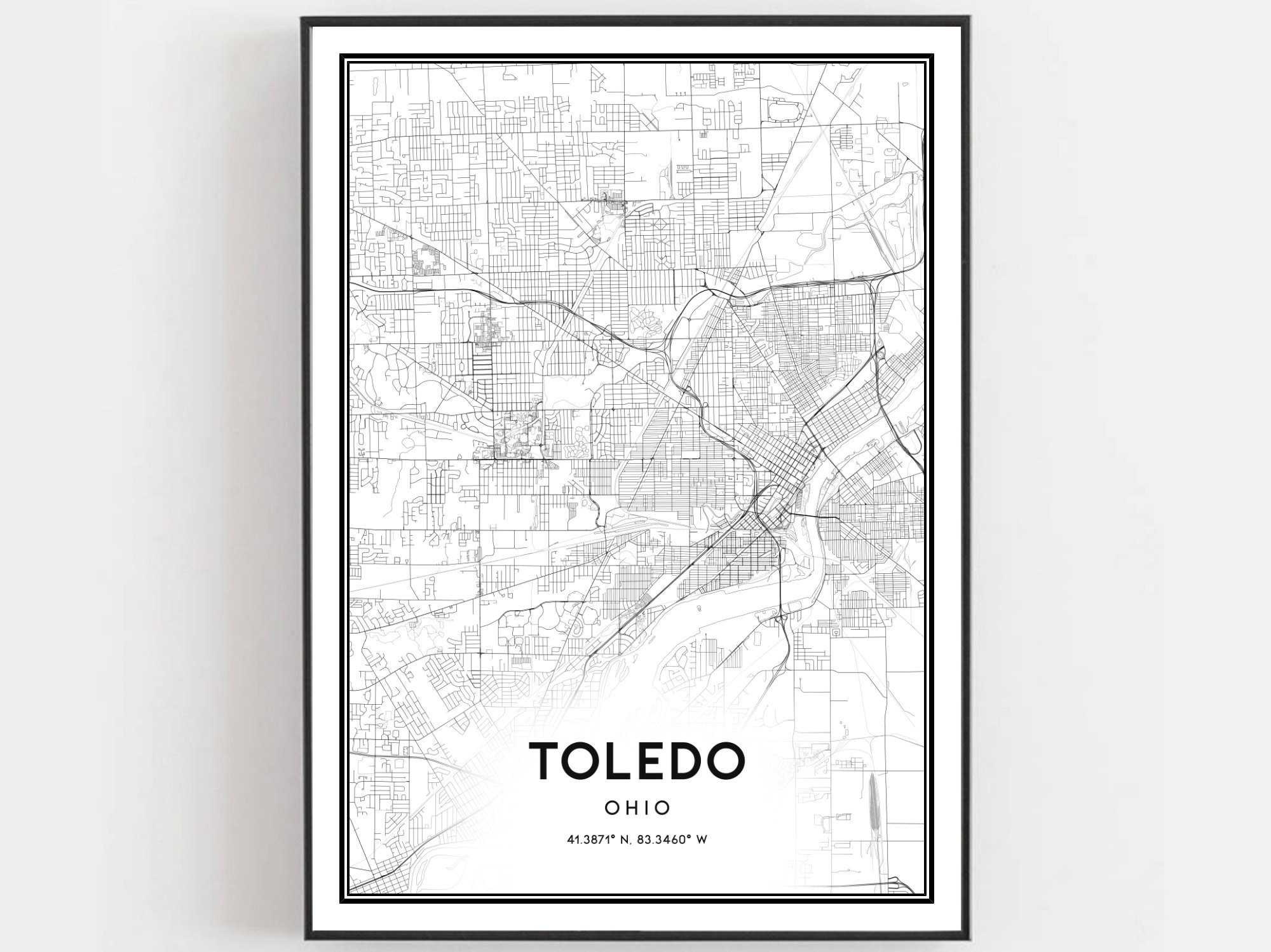 Toledo Map Print Toledo Map Poster Wall Art Oh City Map | Etsy