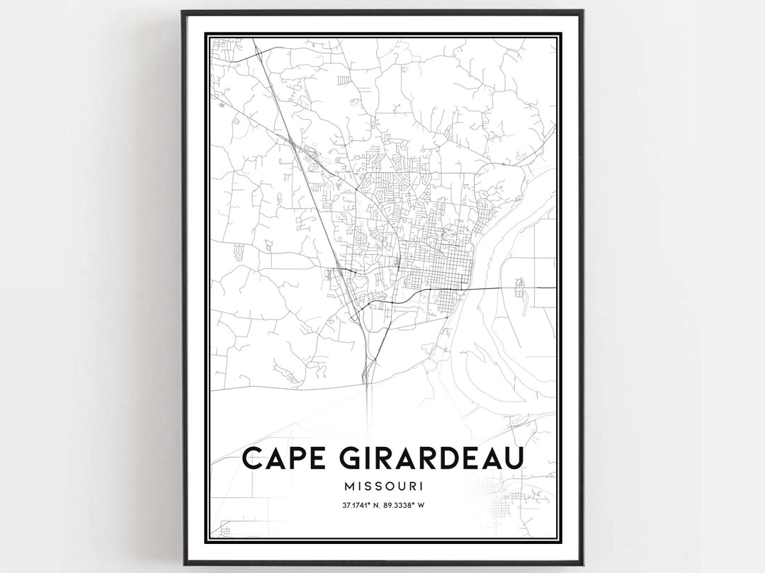 Cape Girardeau Map Print, Cape Girardeau Map Poster Wall Art, Mo City ...