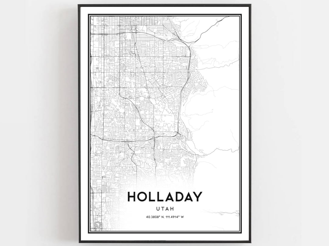 Holladay Map Print, Holladay Map Poster Wall Art, Ut City Map, Utah ...