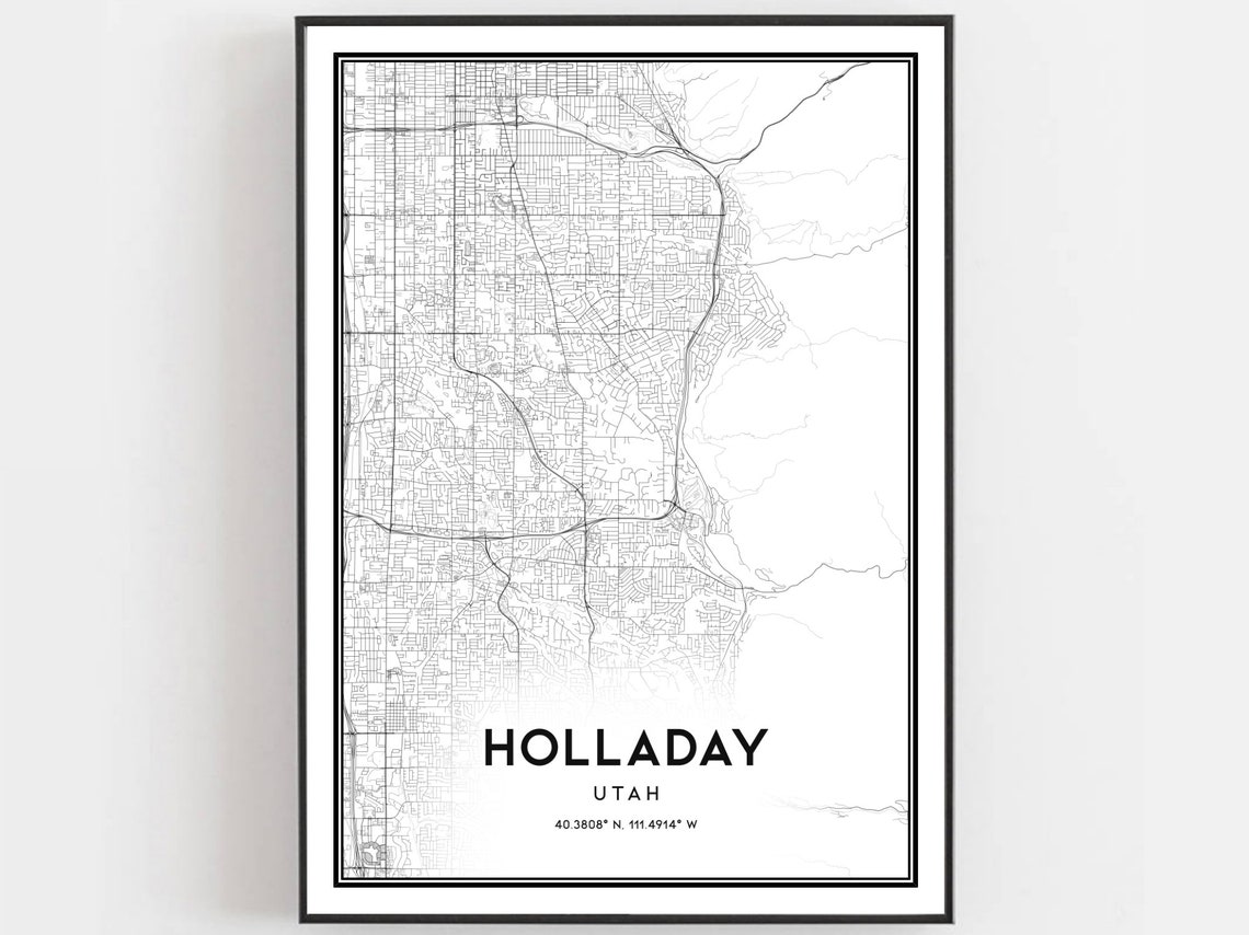 Holladay Map Print, Holladay Map Poster Wall Art, Ut City Map, Utah ...