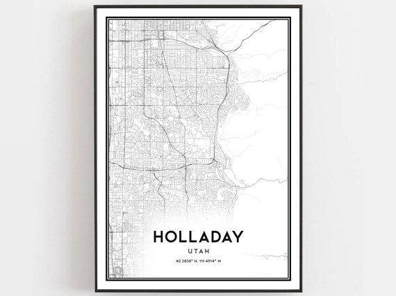 Holladay Map Print Holladay Map Poster Wall Art Ut City | Etsy