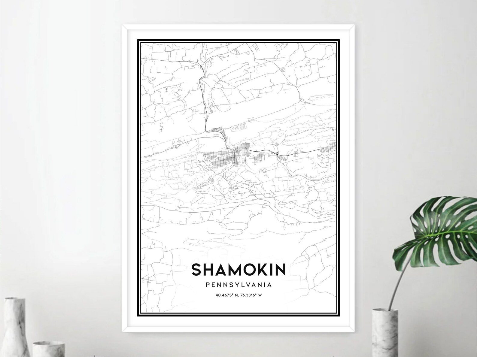 Shamokin Map Print Shamokin Map Poster Wall Art Pa City | Etsy