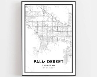 Palm Desert Map Print, Palm Desert Map Poster Wall Art, Ca City Map ...