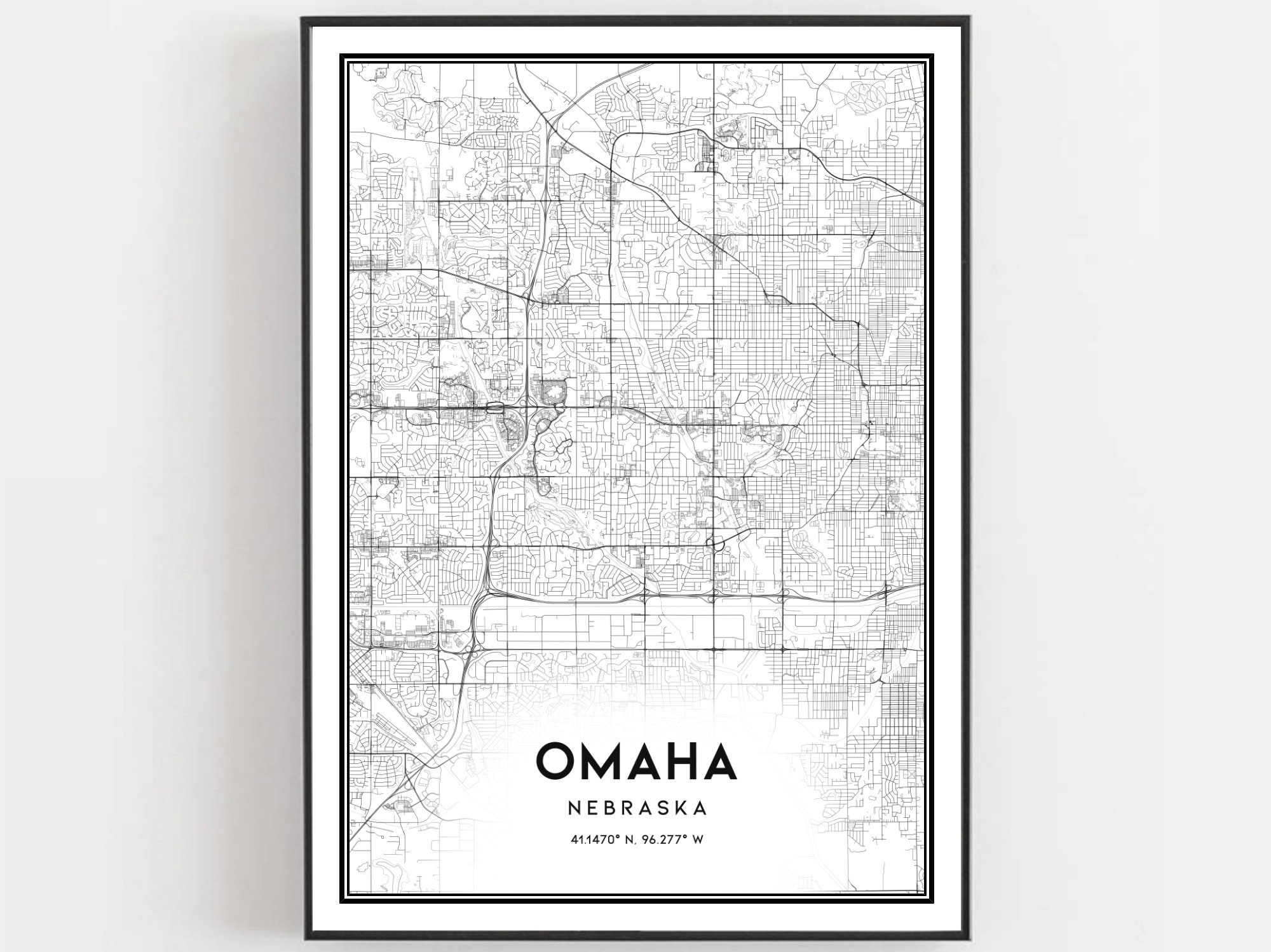 Omaha Map Print Omaha Map Poster Wall Art Ne City Map - Etsy UK