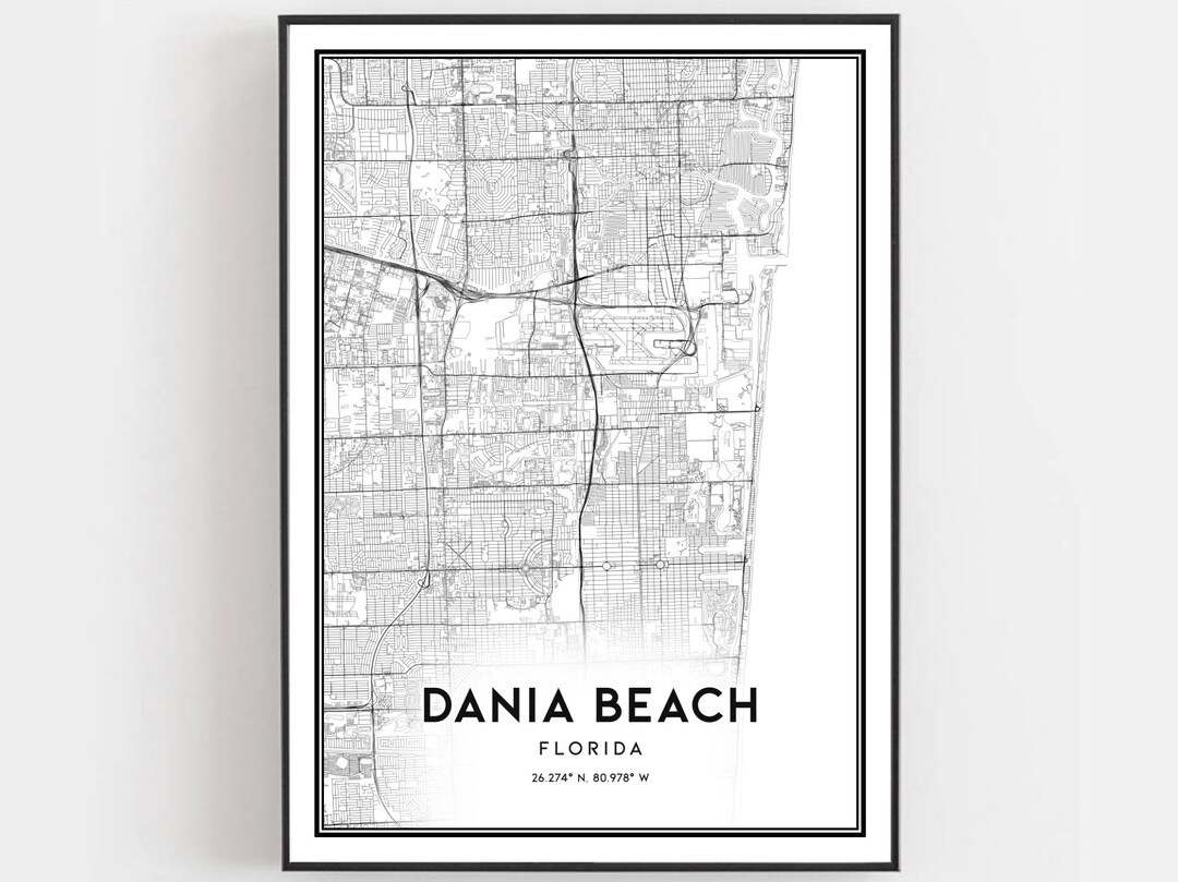 Dania Beach Map Print, Dania Beach Map Poster Wall Art, Fl City Map ...