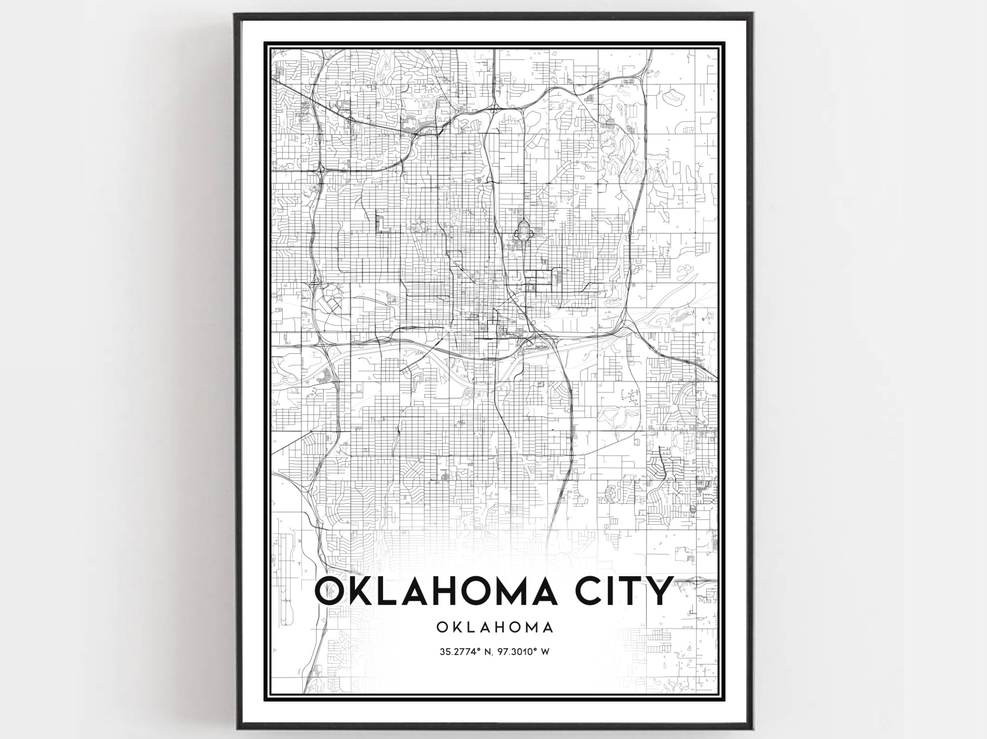 Oklahoma City Map Print Oklahoma City Map Poster Wall Art Ok | Etsy