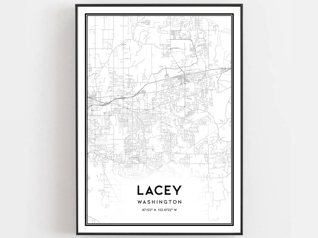 Lacey Map Print, Lacey Map Poster Wall Art, Wa City Map, Washington ...