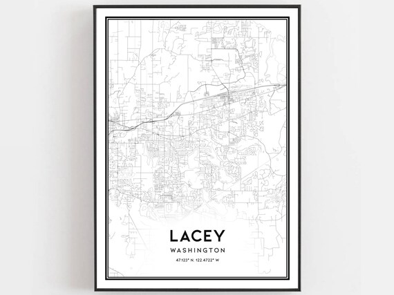 Lacey Map Print Lacey Map Poster Wall Art Wa City Map | Etsy