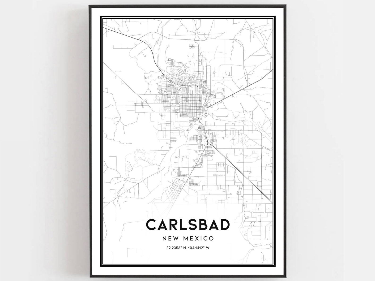 Carlsbad Map Print Carlsbad Map Poster Wall Art Nm City Map - Etsy