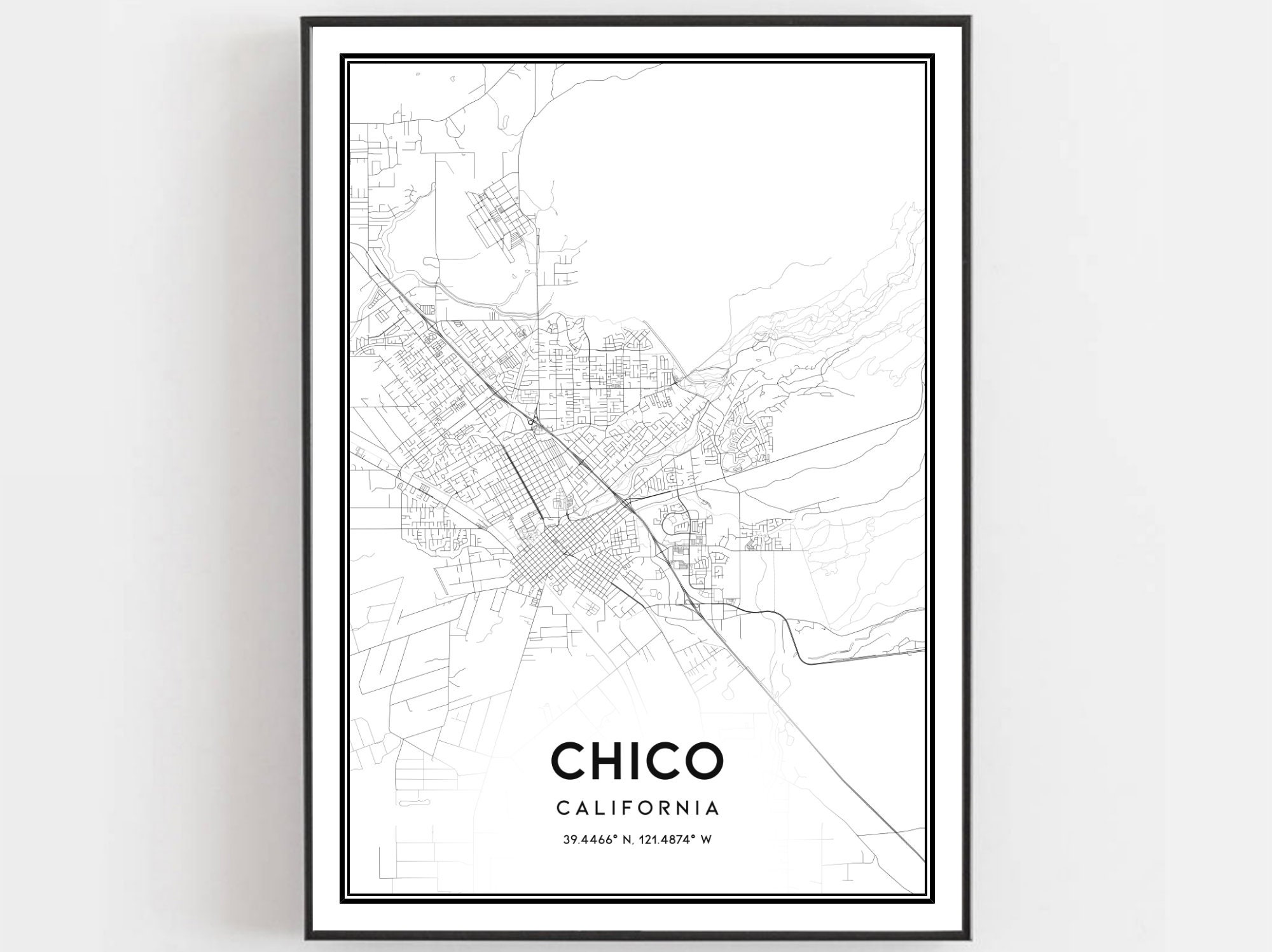 Chico Map Print Chico Map Poster Wall Art Ca City Map - Etsy México