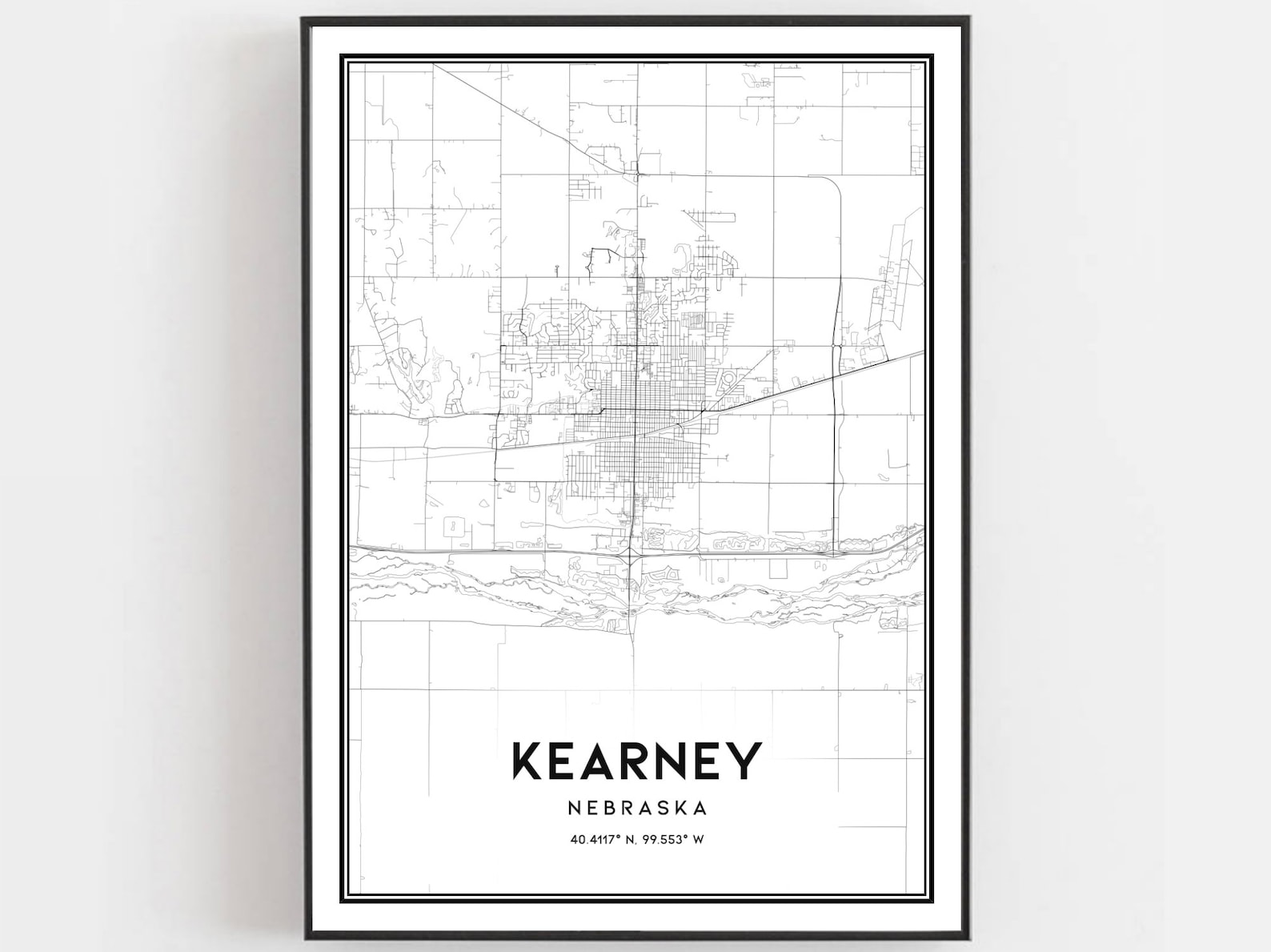 Kearney Map Print, Kearney Map Poster Wall Art, Ne City Map, Nebraska ...