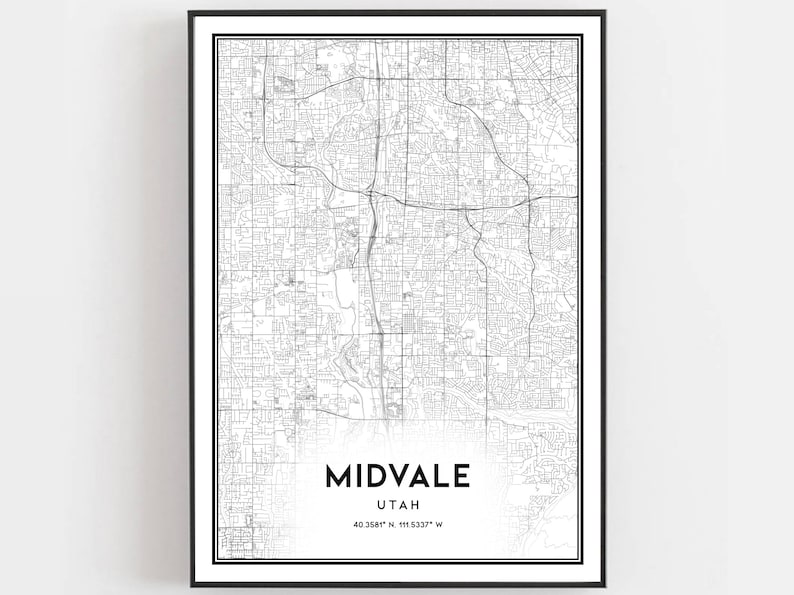 Midvale Map Print Midvale Map Poster Wall Art Ut City Map - Etsy