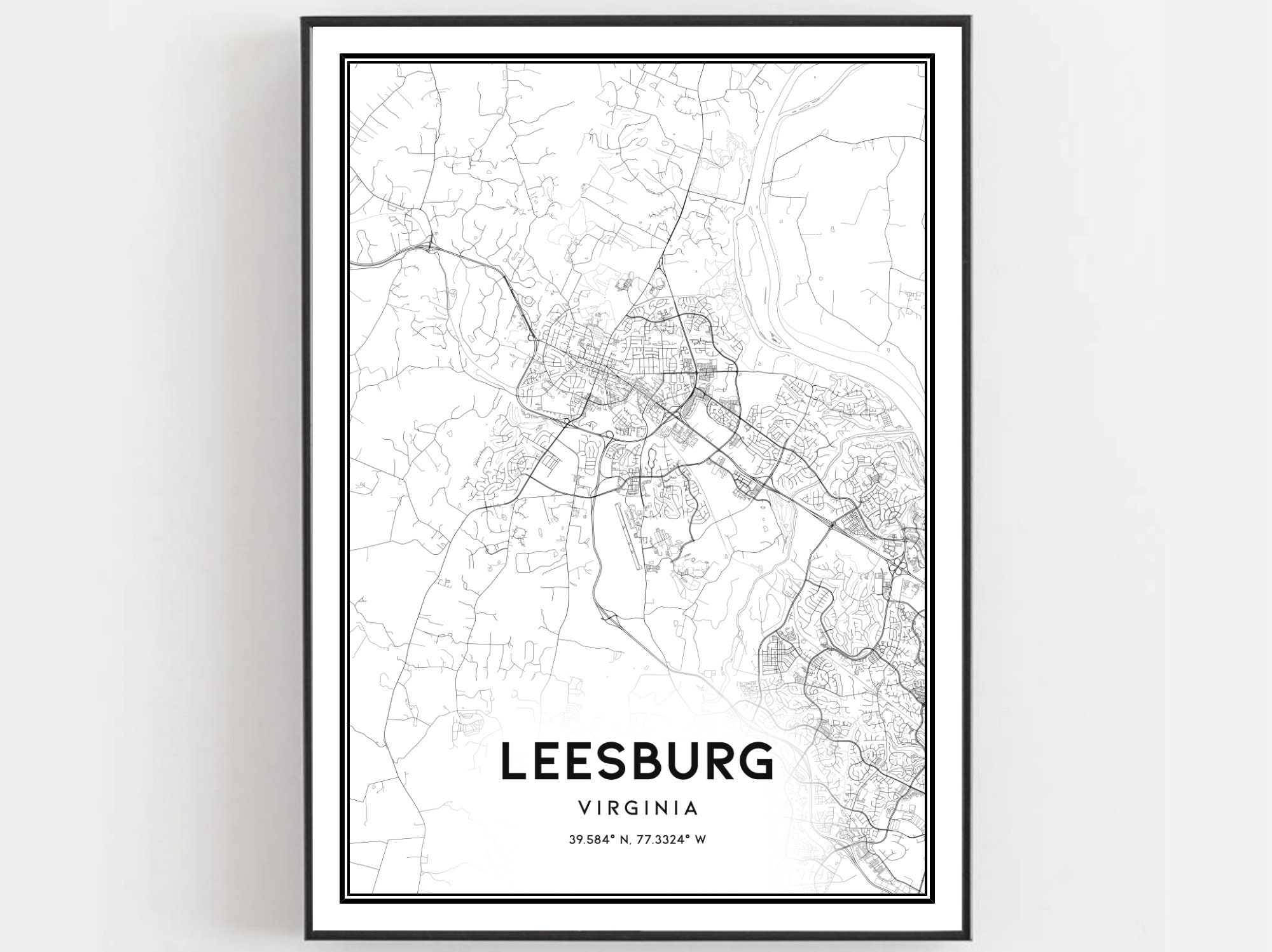 Leesburg Map Print Leesburg Map Poster Wall Art Va City Map - Etsy