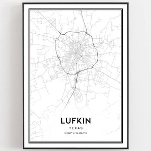 Lufkin Map Print, Lufkin Map Poster Wall Art, Tx City Map, Texas Print ...