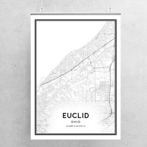Euclid Map Print, Euclid Map Poster Wall Art, Oh City Map, Ohio Print ...