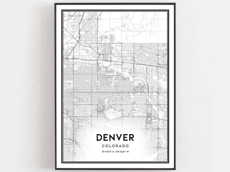 Denver Map Print Denver Map Poster Wall Art Co City Map | Etsy