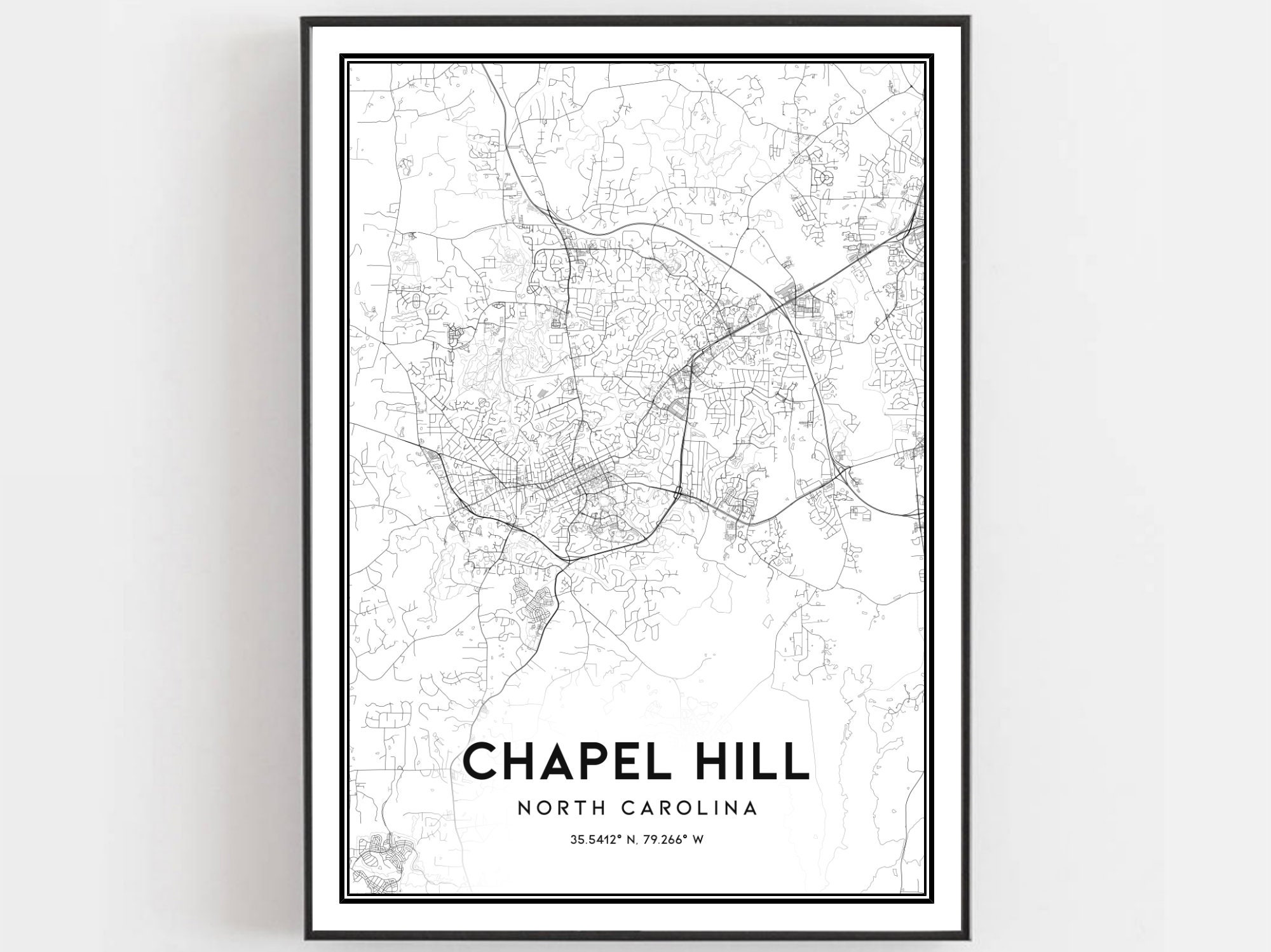Chapel Hill Map Print Chapel Hill Map Poster Wall Art Nc | Etsy