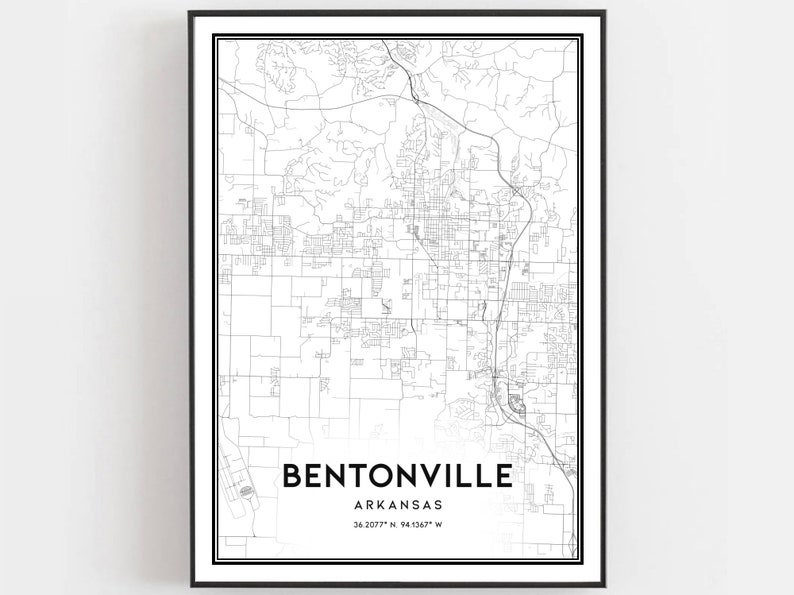 Bentonville Map Print Bentonville Map Poster Wall Art Ar - Etsy