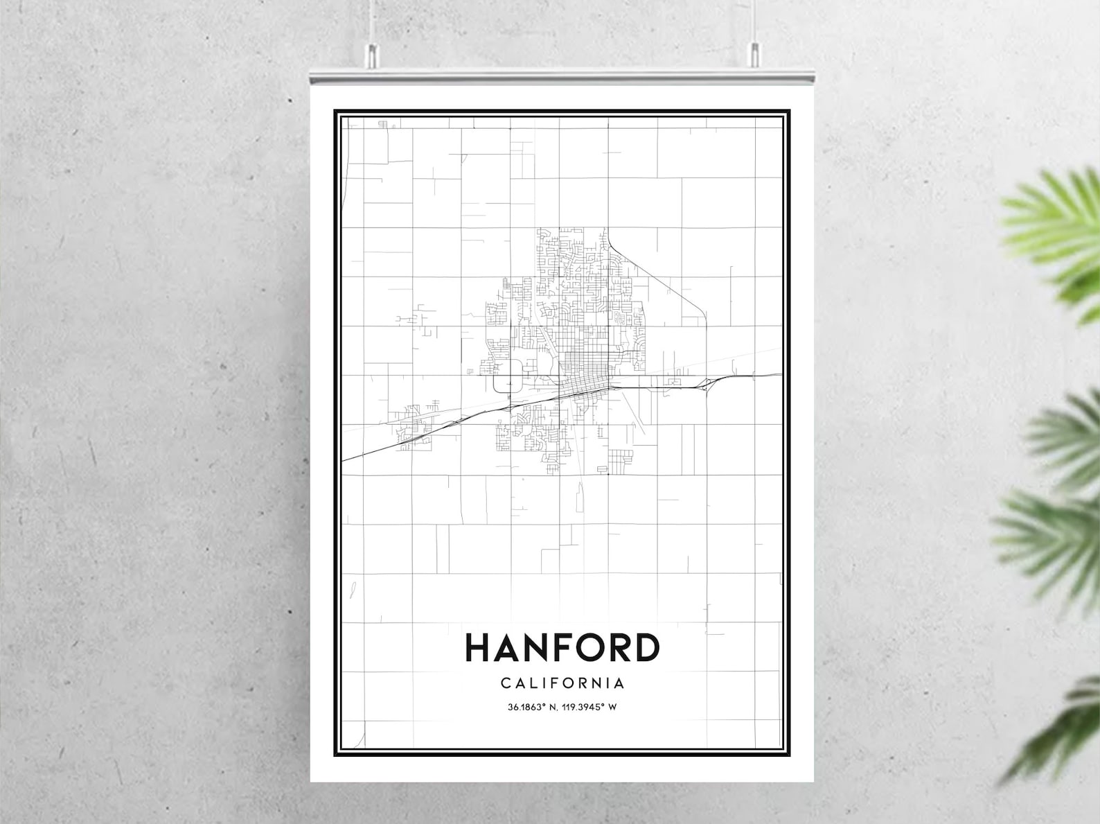 Hanford Map Print, Hanford Map Poster Wall Art, Ca City Map, California ...