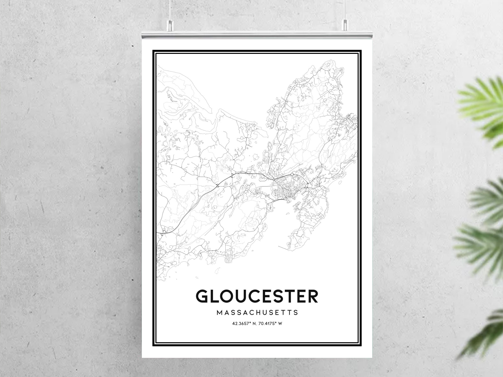 Gloucester Map Print, Gloucester Map Poster Wall Art, Ma City Map ...