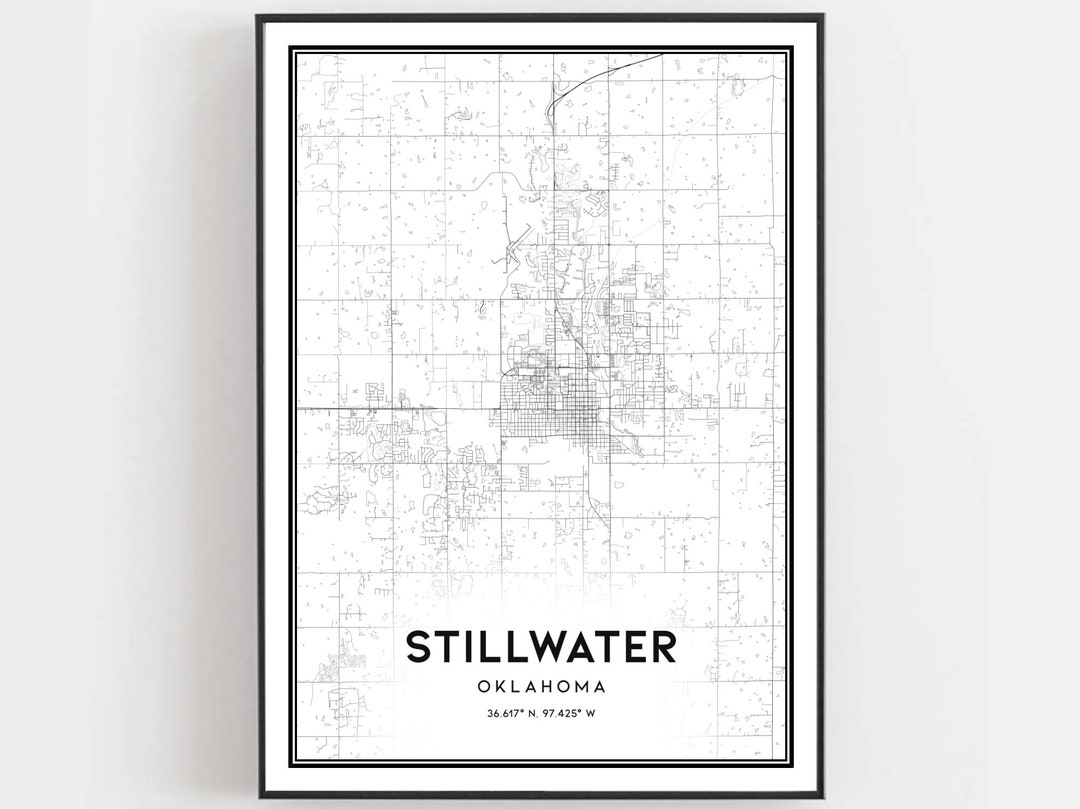 Stillwater Map Print, Stillwater Map Poster Wall Art, Ok City Map ...