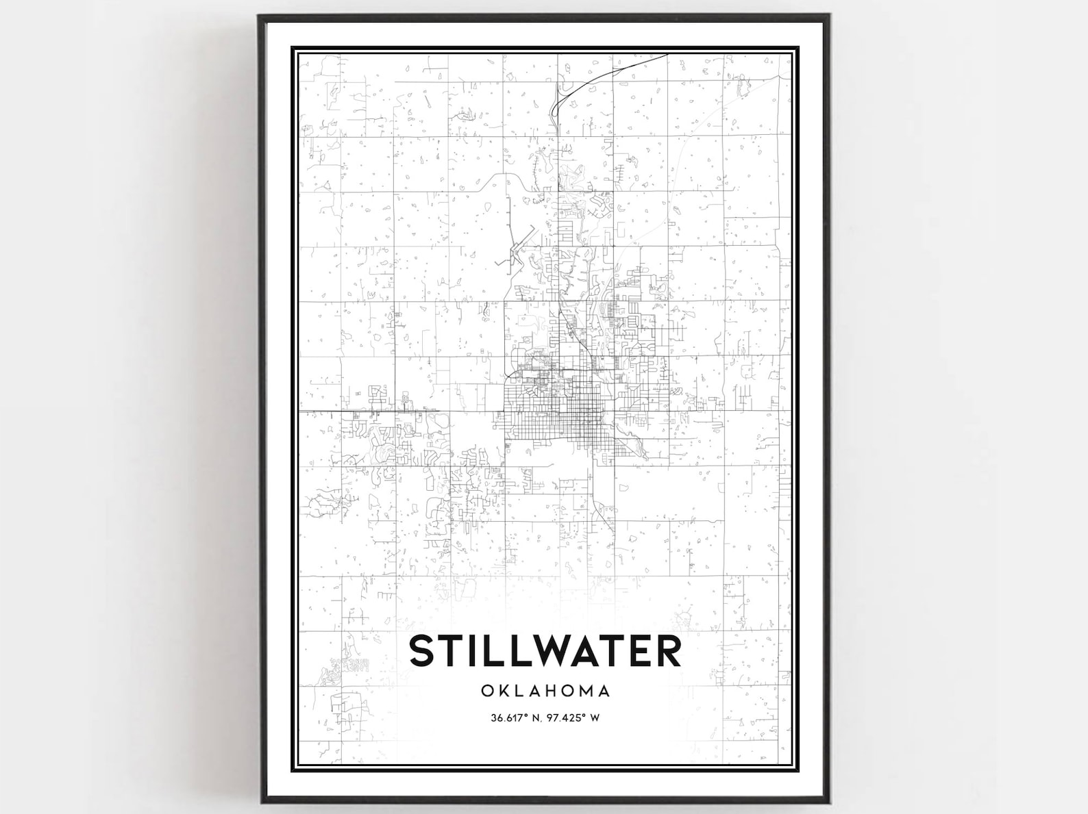 Stillwater Map Print, Stillwater Map Poster Wall Art, Ok City Map ...