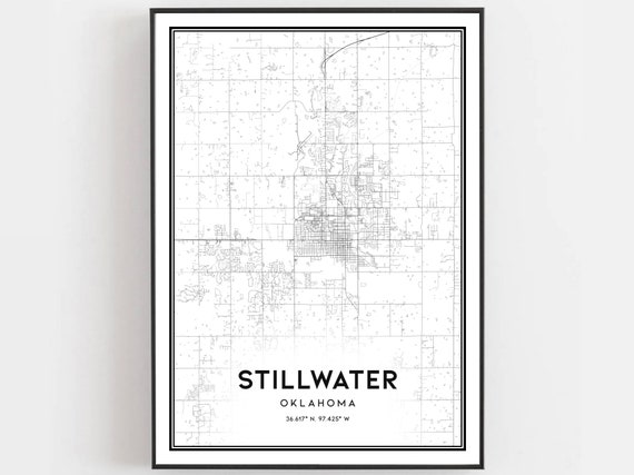 Stillwater Map Print Stillwater Map Poster Wall Art Ok City | Etsy