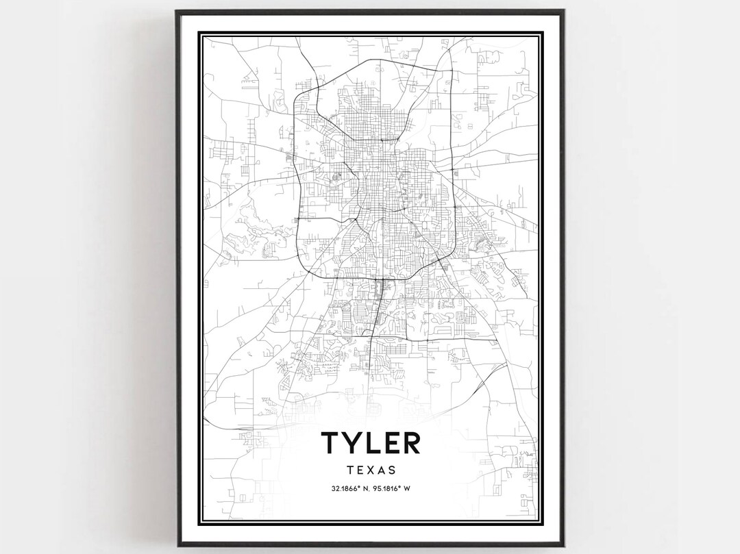 Tyler Map Print, Tyler Map Poster Wall Art, Tx City Map, Texas Print ...