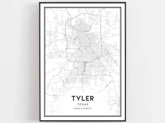 Tyler Map Print Tyler Map Poster Wall Art Tx City Map | Etsy