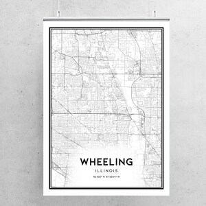 Wheeling Map Print, Wheeling Map Poster Wall Art, Il City Map, Illinois ...
