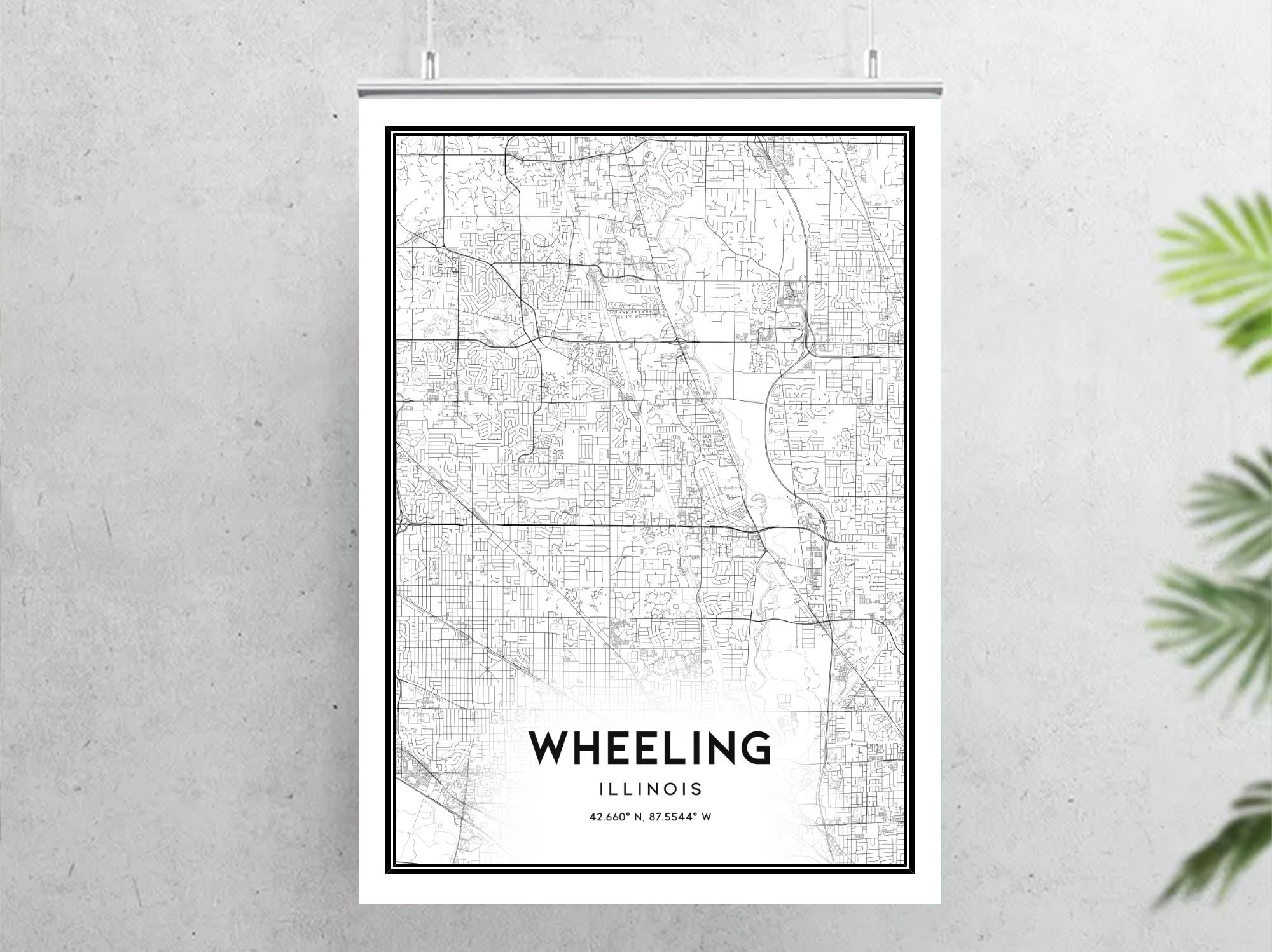 Wheeling Map Print Wheeling Map Poster Wall Art Il City Map | Etsy