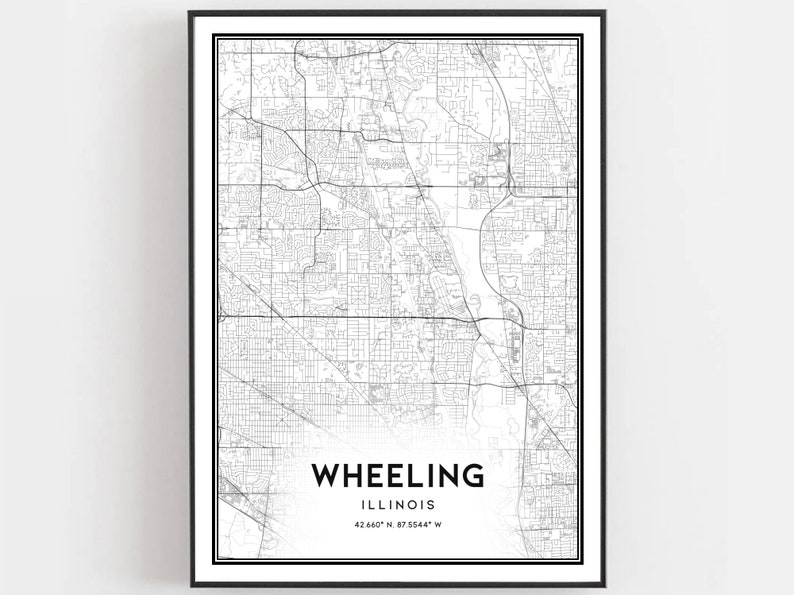 Wheeling Map Print Wheeling Map Poster Wall Art Il City Map - Etsy