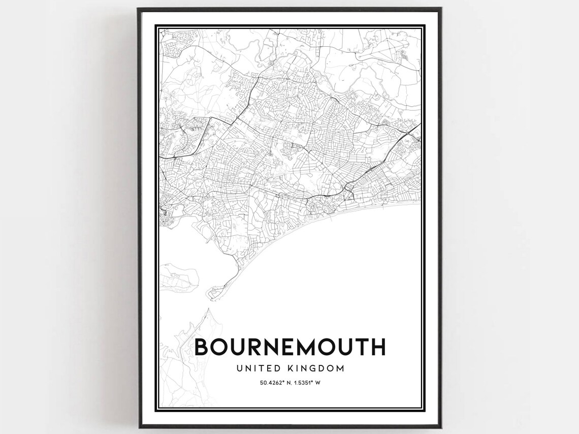 Bournemouth Map Print Bournemouth Map Poster Wall Art - Etsy