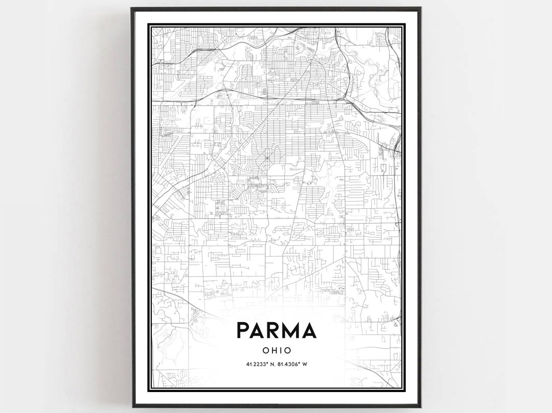 Parma Map Print, Parma Map Poster Wall Art, Oh City Map, Ohio Print ...