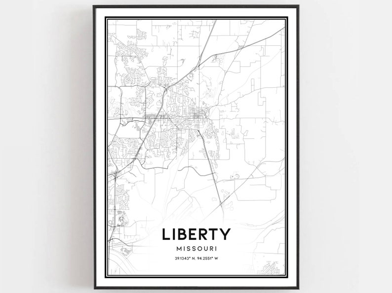Liberty Map Print Liberty Map Poster Wall Art Mo City Map | Etsy