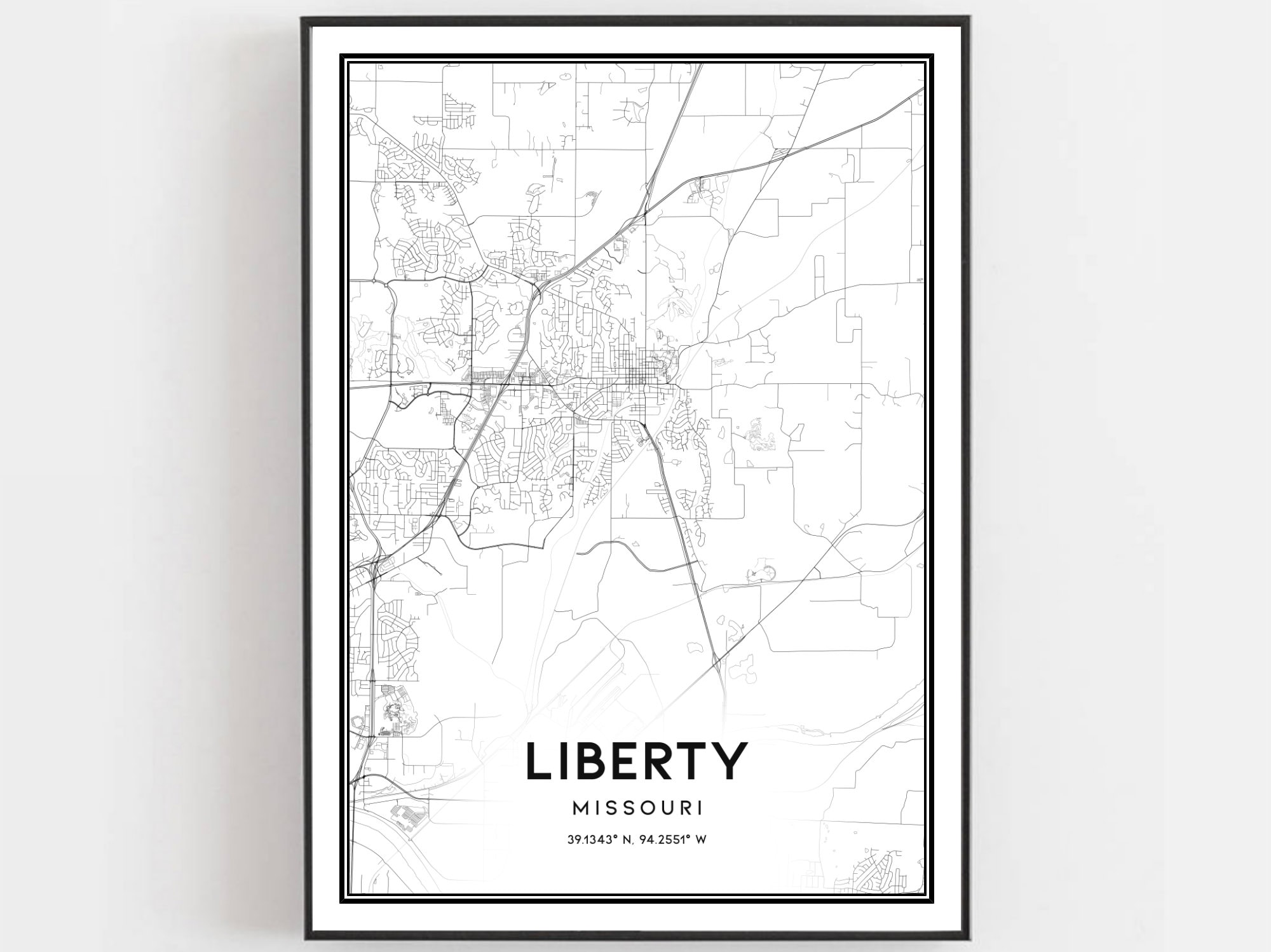 Liberty Map Print Liberty Map Poster Wall Art Mo City Map | Etsy