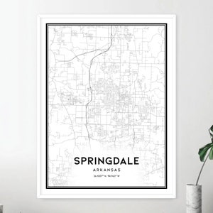 Springdale Map Print, Springdale Map Poster Wall Art, Ar City Map ...