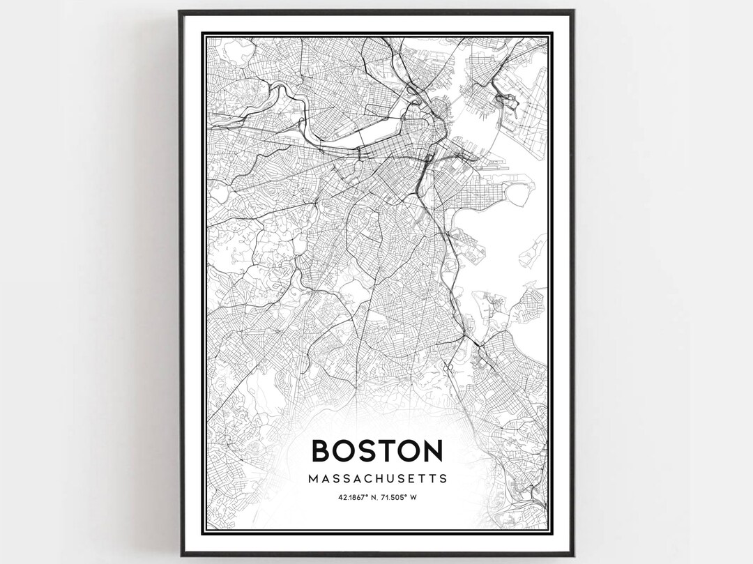 Boston Map Print, Boston Map Poster Wall Art, Ma City Map ...