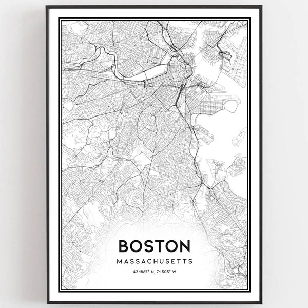 Boston Map Poster - Etsy
